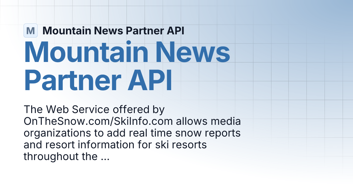 Mountain News Partner API